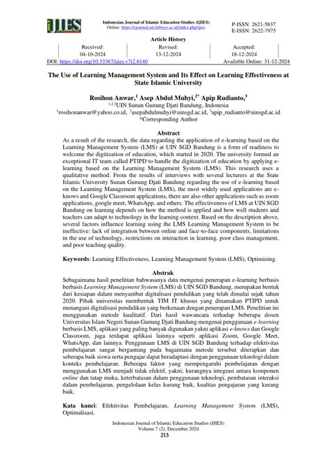 pdf the use of learning management system and its effect on learning