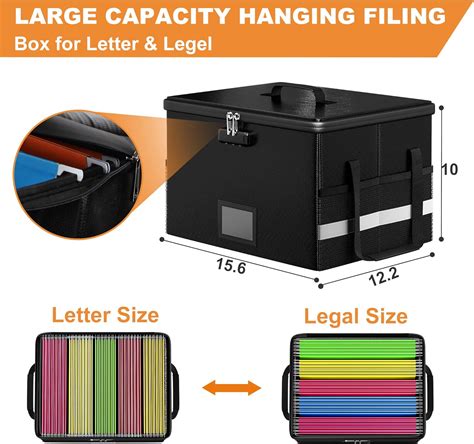 Buy TABIGER Fireproof File Box With Lock Fireproof Document Box Document Lock Box Portable