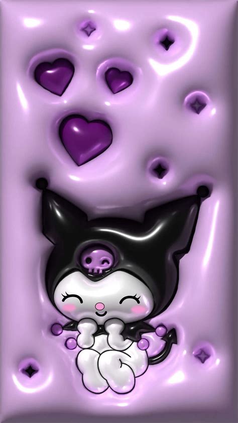 Download Purple Kuromi Love Hearts Wallpaper Wallpapers Com