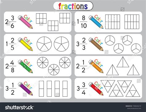 Mixed Number Improper Fractions Color Shape Stock Vector Royalty Free 1700026219 Shutterstock