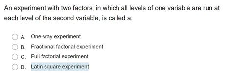solved an experiment with two factors in which all levels
