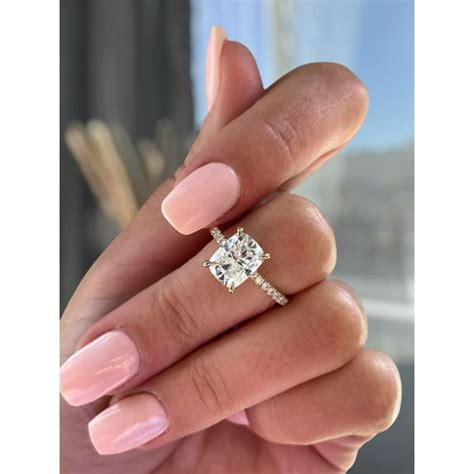 300ct Elongated Cushion Cut Lab Grown Diamond Engagement Ring Hidden