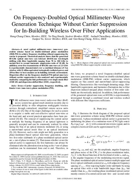 Pdf On Frequency Doubled Optical Millimeter Wave Generation Technique