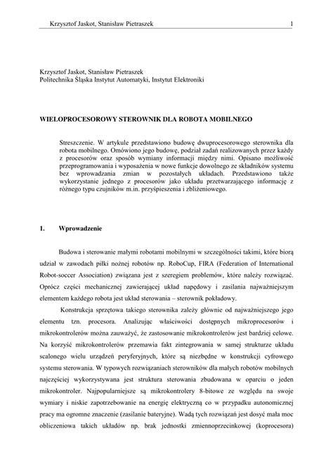 pdf a multiprocessor controller for the mobile robot