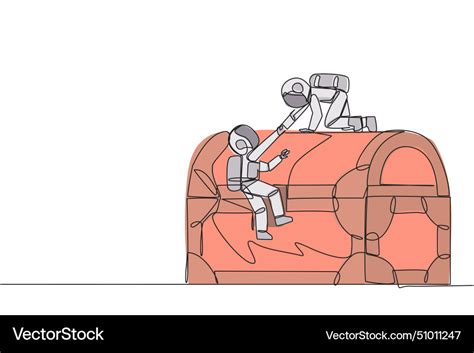 Single Continuous Line Drawing Young Astronaut Vector Image
