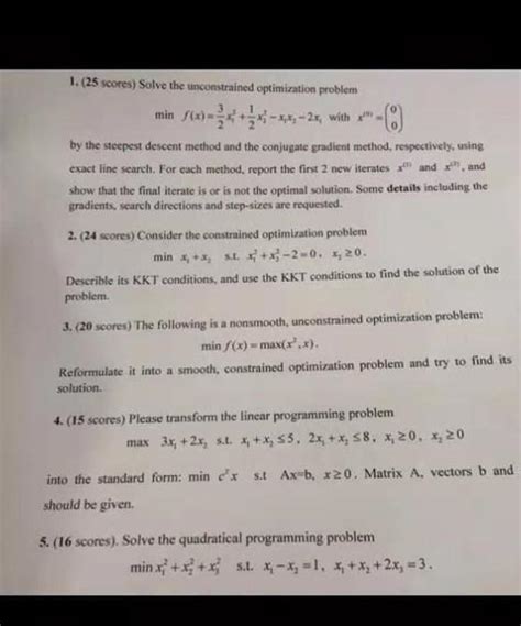 solved 1 25 scores solve the unconstrained optimization