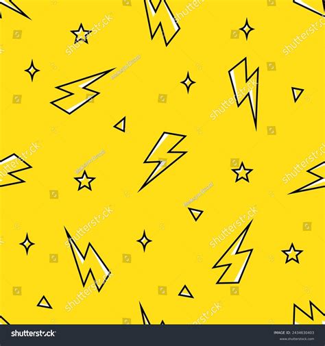 Lightning Bolt Seamless Pattern Thunder Endless Stock Vector Royalty