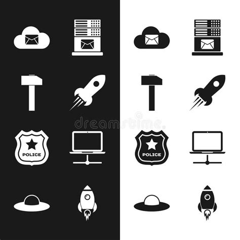 Set Rocket Ship With Fire Hammer Cloud Mail Server Mail Police