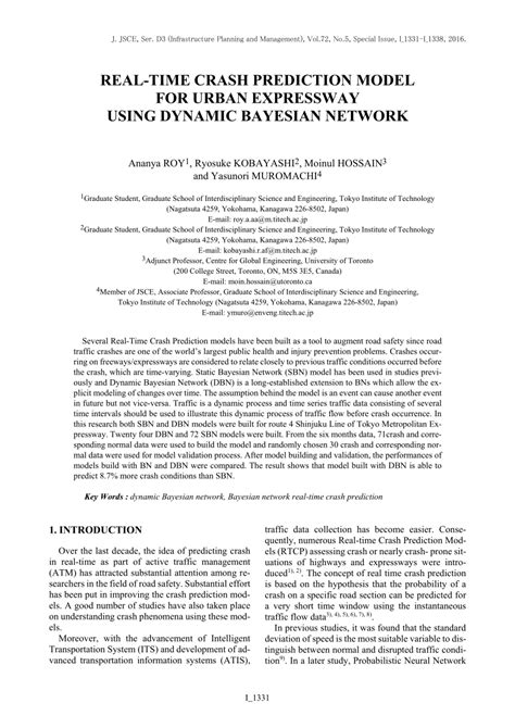 Pdf Real Time Crash Prediction Model For Urban Expressway Using