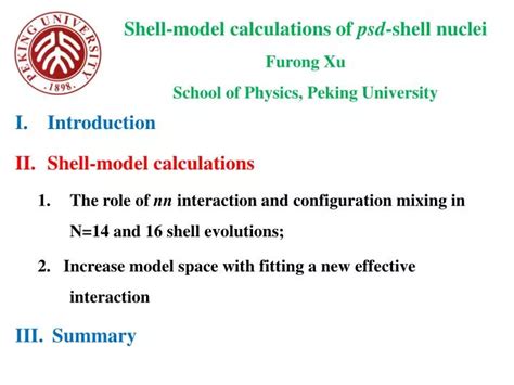 Ppt Shell Model Calculations Of Psd Shell Nuclei Furong Xu School Of Physics Peking