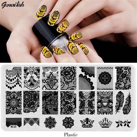 Bc 네일 스탬핑 플레이트 플라스틱 손톱 아트 스탬프 플라스틱 템플릿 젤 폴란드어stamping Platesnail Art