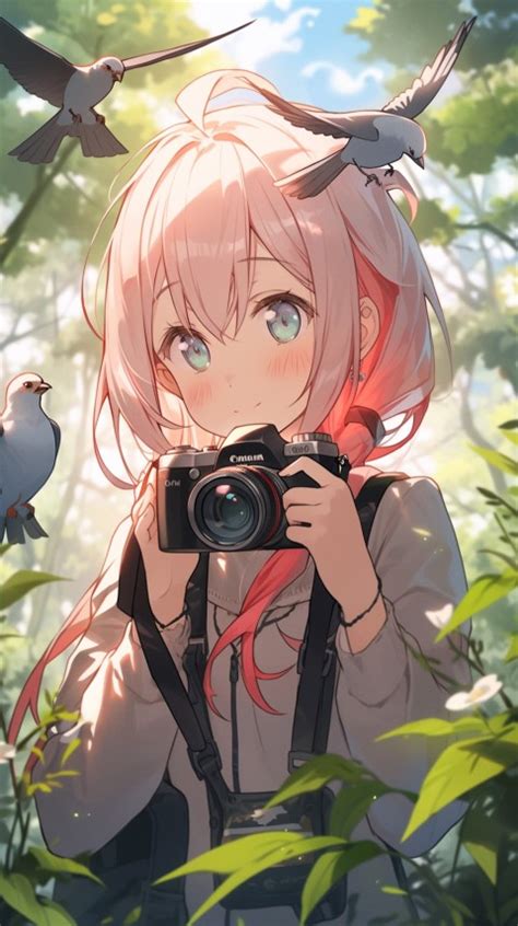 Anime Girl Holding A Camera Like A Photographer Aesthetics 91