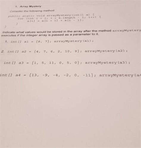 Solved Consider The Following Method Public Static Void