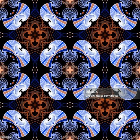 추상 벡터 원활한 패턴 라인 아트 현대 배경 화려한 장식 배경을 반복합니다 프랙탈 라인 장식 스트라이프 모양 곡선이 있는 화려한 기하학적 미래 스타일 디자인 0명에 대한