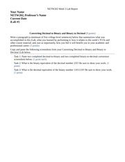 NETW W Lab Report Template NETW Week Lab Report Your Name NETW Professors Name