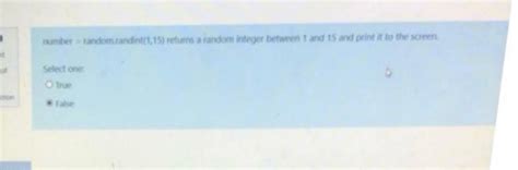 Solved Number ﻿tandom Randint 1 15 ﻿returns A Randow