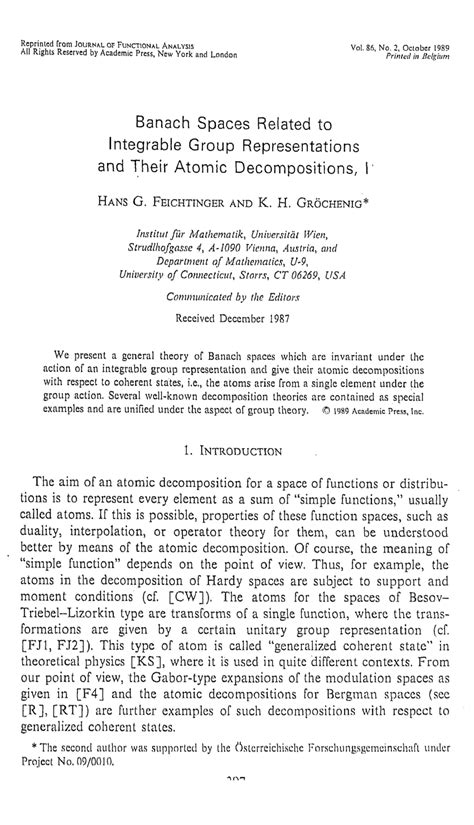 PDF A Unified Approach To Atomic Decompositions Via Integrable Group Representations