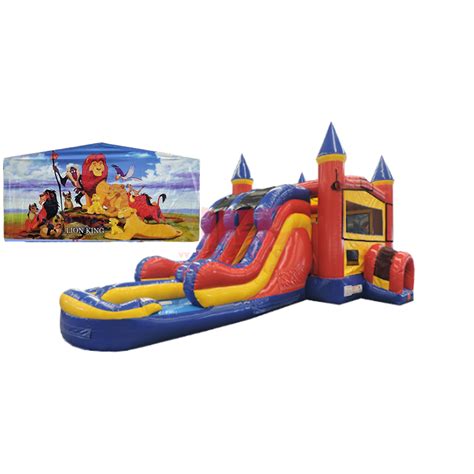 Lion King Dual Lane Castle With Slide Hire In Atlanta Austell