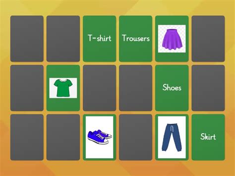 Memory Game Clothes Matching Pairs