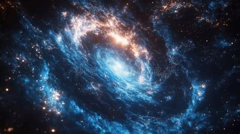 A Beautiful Spiral Galaxy Shining Bright In Cosmic Space With Stars And Swirling Clouds Stock