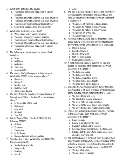cause an effect multiple choice answer pdf toothbrush