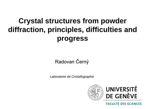 Pdf Crystal Structures From Powder Diffraction Principles Dokumen Tips