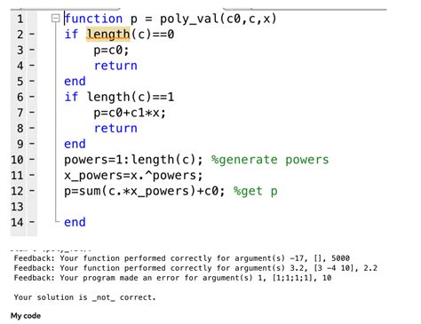 solved matlab write a function called poly val that is
