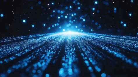 A Mesmerizing Display Of Blue Matrix Code Cascading Down A Dark Screen Creating A Captivating