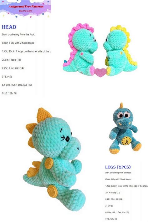 Amigurumi Blue Dinosaur Free Pattern Amigurumi Patterns