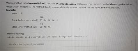 solved write a method called removebelow in the class
