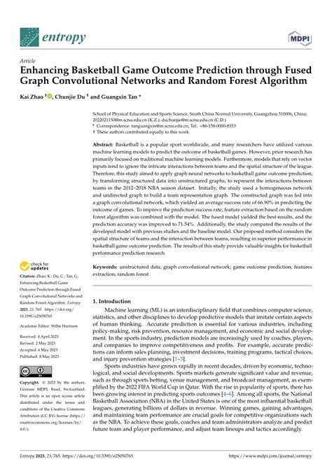Pdf Enhancing Basketball Game Outcome Prediction Through Fused Graph