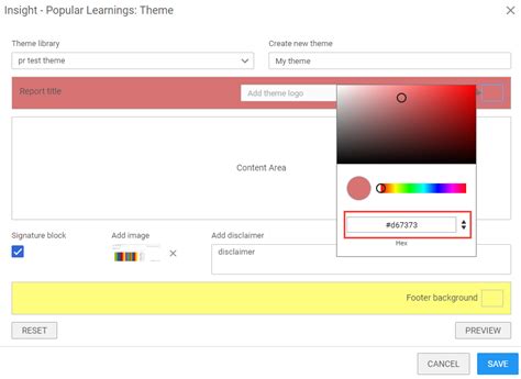 set a theme for a report