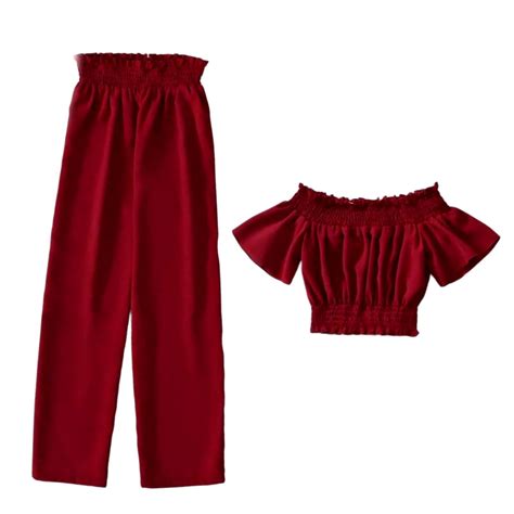 ست بلوز و شلوار زنانه مدل تابستانه رنگ زرشکی متفرقه دیجی‌استایل