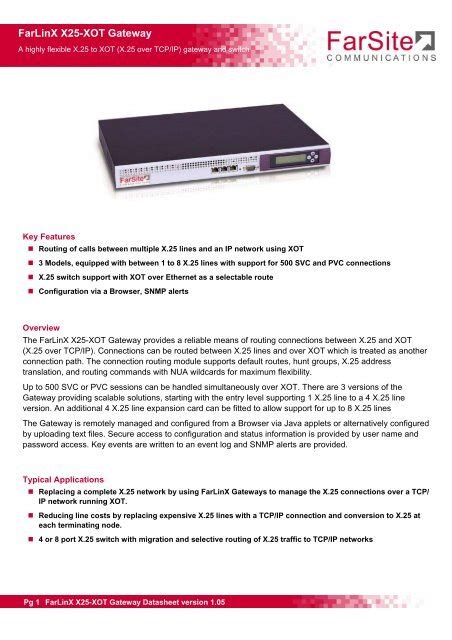 FarLinX X To X Over TCP IP XOT Gateway Up To X FarSite