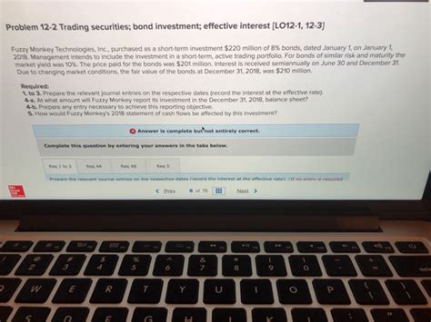Solved Problem 12 2 Trading Securities Bond Investment