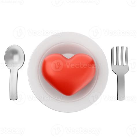 Une Assiette Avec Une Cœur Et Fourchette Sur Il 56100068 Png