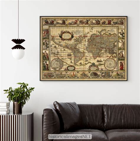 Ancient World Map Print Reproduction Poster Of Antique Vintage Old Map Of 1647 Etsy