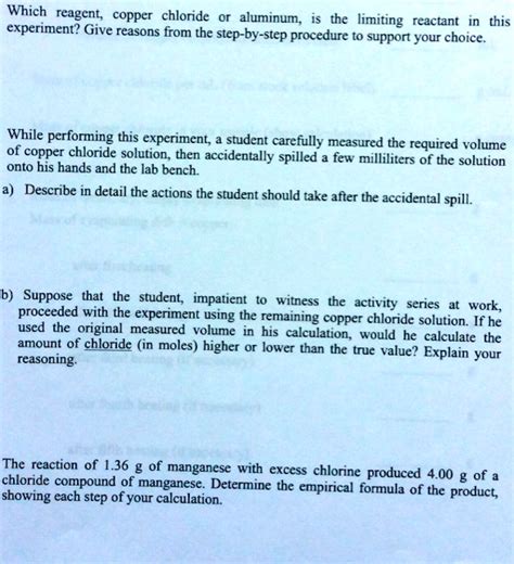 solved which reagent copper chloride aluminum the limiting reactant