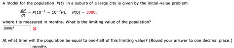solved a model for the population p t in a suburb of a