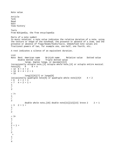 Note Values Pdf Music Theory Musical Notation