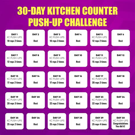 30 Day Pushup Challenge Printable