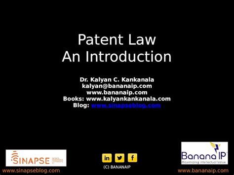 pptx introduction to patent law a presentation by dr kalyan c