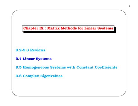 All Of Chapter 4 Lecture Notes System Of Odes Chapter Ix Matrix
