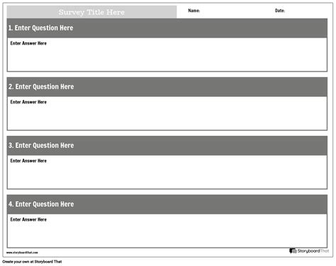 Simple 4 Boxes Based Survey Worksheet Guide Storyboard