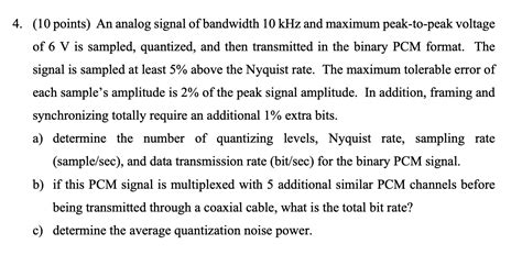 Solved Points An Analog Signal Of Bandwidth KHz Chegg