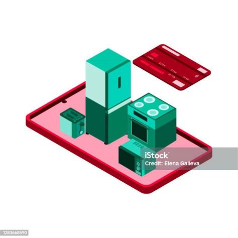 등등 측정 스마트 폰 아이콘 흰색 배경에 격리 된 온라인 쇼핑 벡터 일러스트레이션 3차원 형태에 대한 스톡 벡터 아트 및 기타 이미지 3차원 형태 가정 주방 가정의