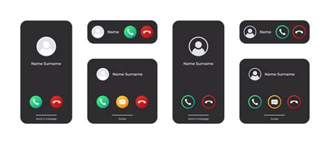 Mockup Incoming Call Mobile Phone Call Screen Vector Image