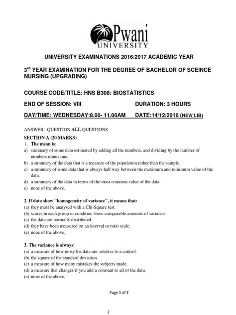 hns b308 biostatistics msa campus pdf statistical hypothesis