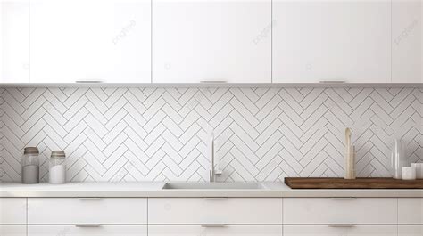 Seamless Herringbone Tile Pattern Creating A Brick Wall Effect For A White Kitchen Background