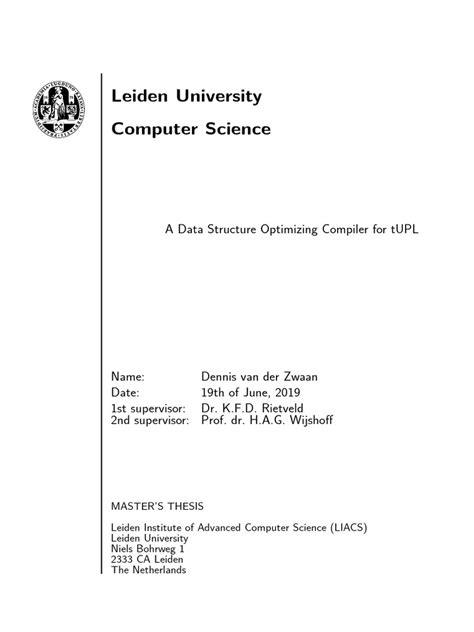 A Data Structure Optimizing Compiler For Tupl Pdf Program Optimization Compiler